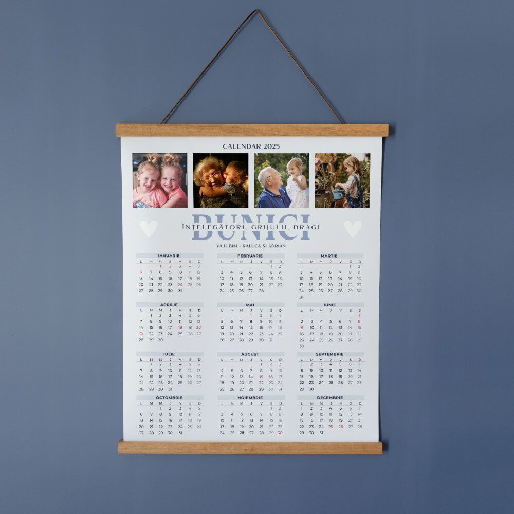 Bunici - Calendar cu lamele din lemn - MyGift.ro