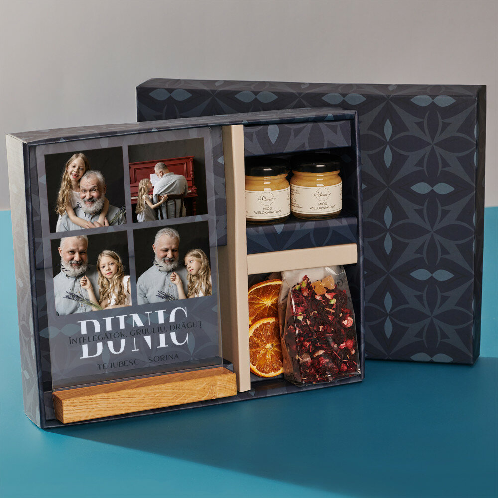 Set cadou pentru bunic cu imprimare pe sticlă și ceai - MyGift.ro